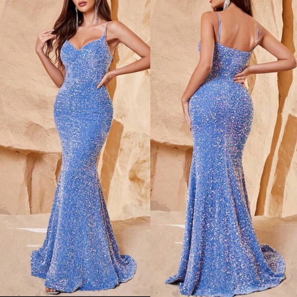 Dresses | Luxe Mermaid Hem Party Formal Evening Sequins Gown Dress ...